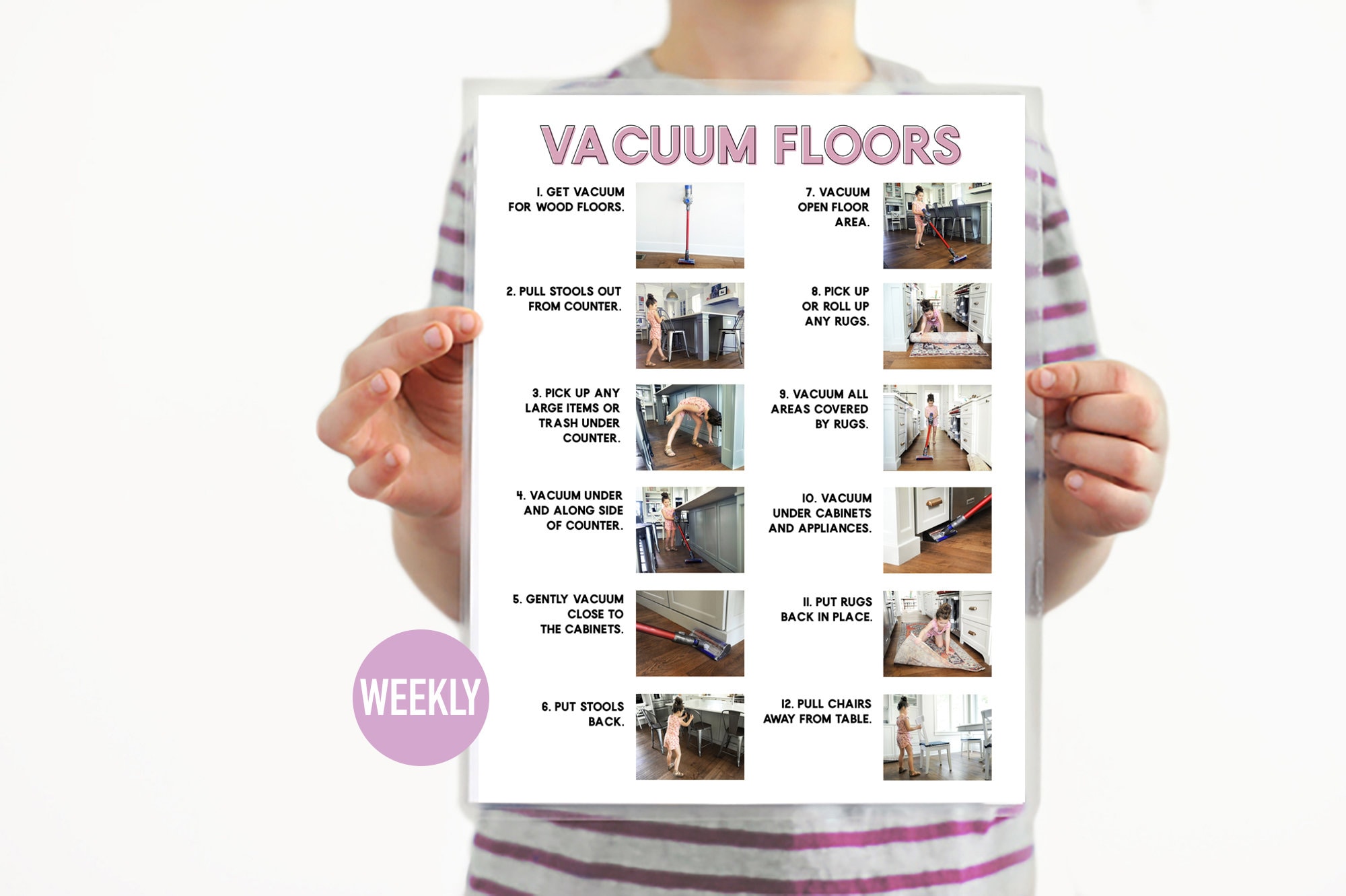Vacuum Wood Floors Step-by-step Visual Aid - Cleaning Chore Guides ...