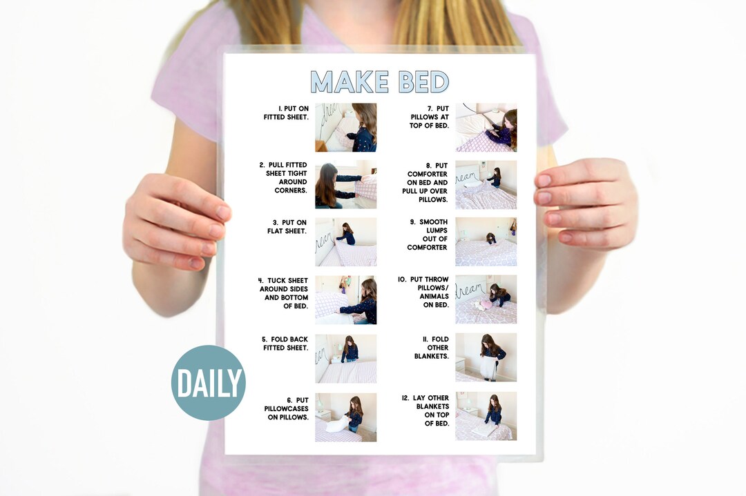 Make Bed Step by Step Daily Chore Guide- Chore Chart - Etsy