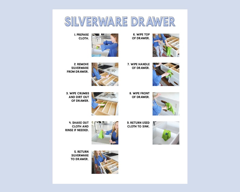 Silverware Drawer Step-by-step Visual Aid - Cleaning Chore Guides ...