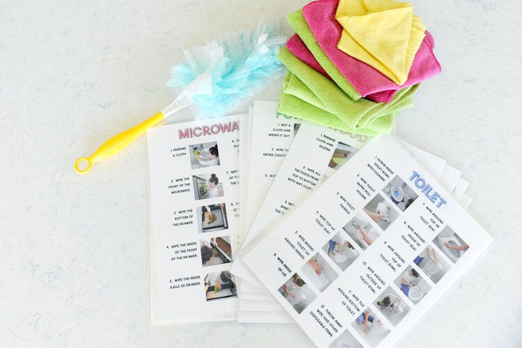 Barstool Step-by-step Visual Aid - Cleaning Chore Guides- Cheat Sheet ...