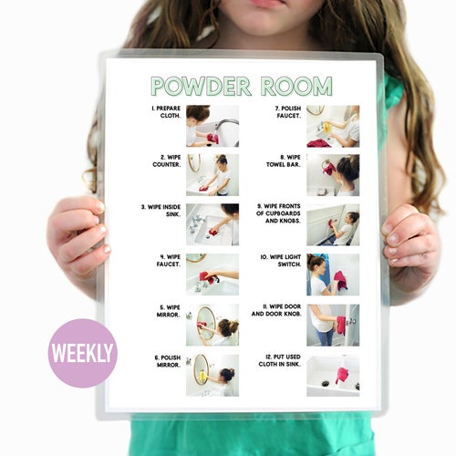 Bathroom Step-by-step Visual Aid Cleaning Chore Guides - Etsy