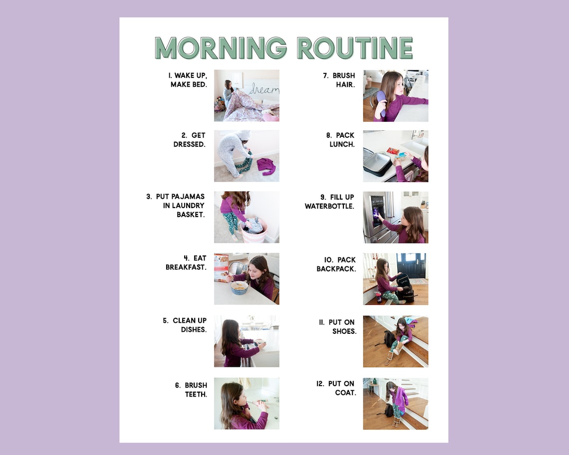 Morning Routine Step by Step Daily Chore Guide - Etsy Canada