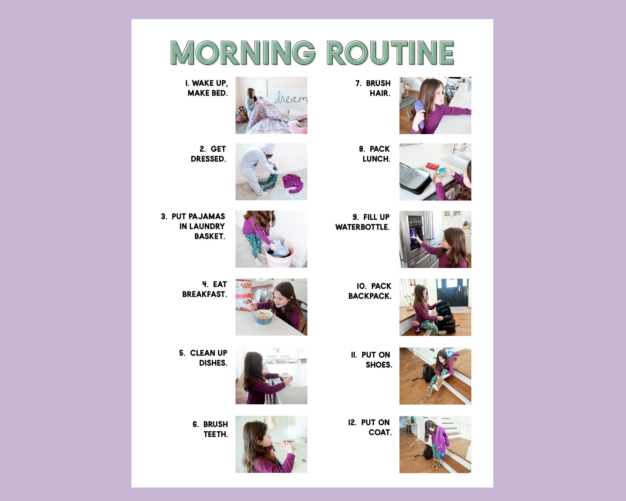 Morning Routine Step By Step Daily Chore Guide Etsy Canada