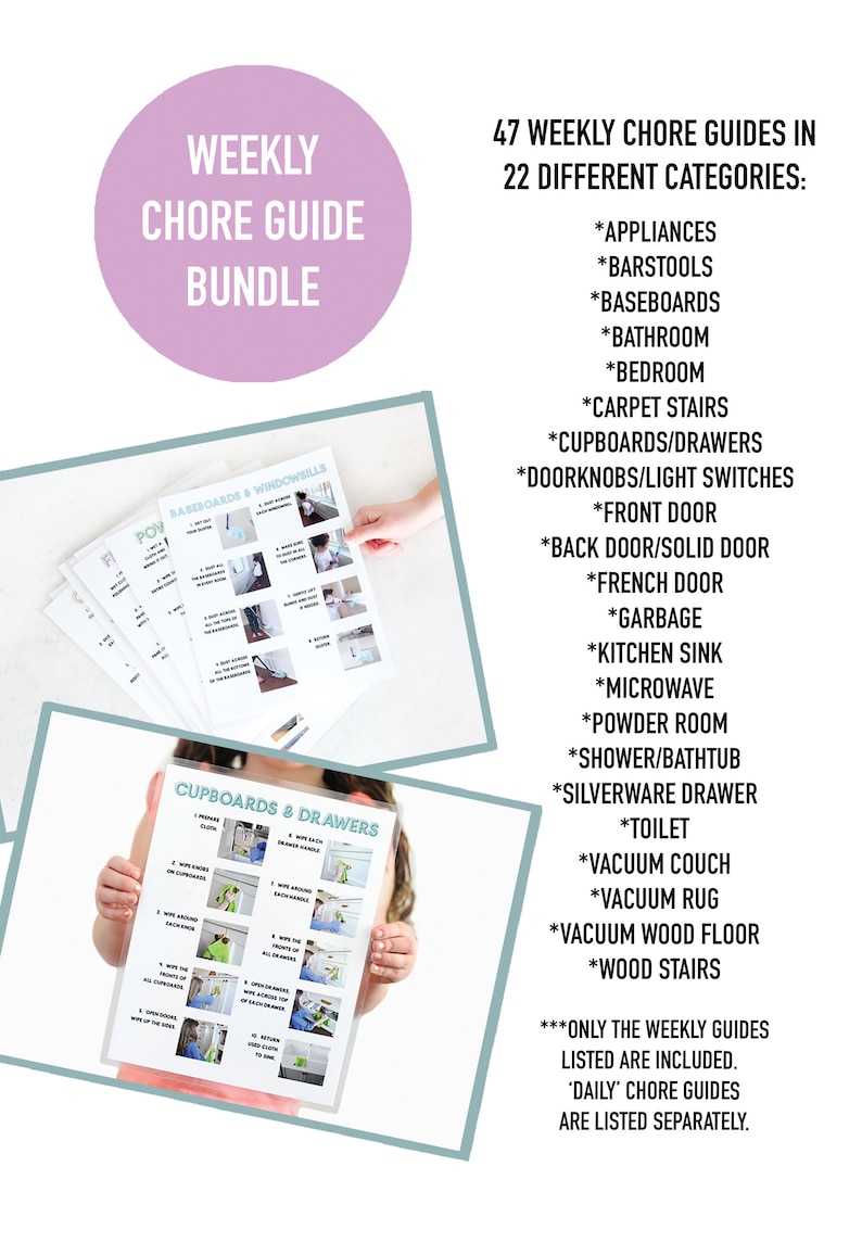 All Weekly Chore Guides Bundle: 47 Step-by-step Visual Aids for WEEKLY ...