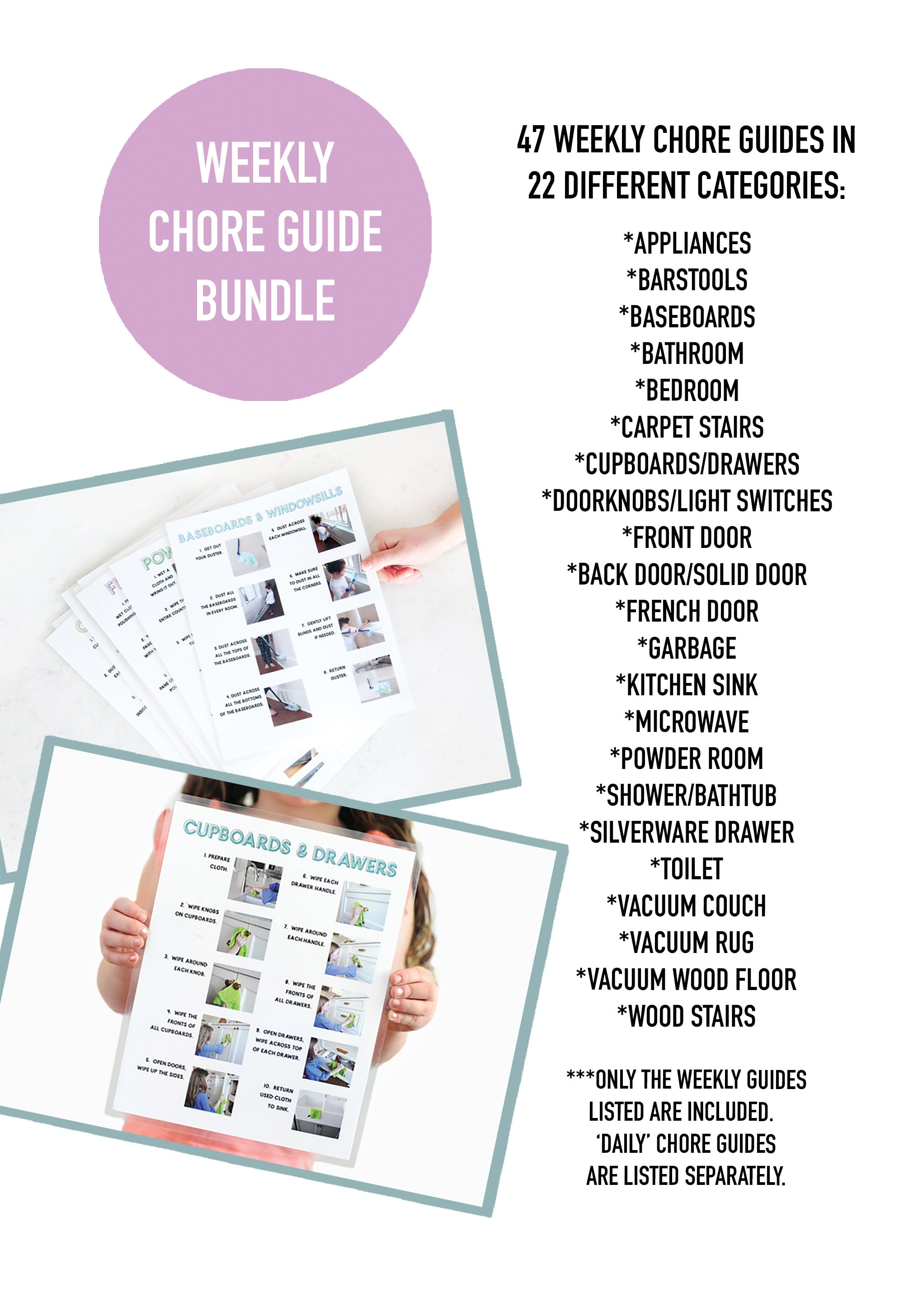 All Weekly Chore Guides Bundle: 47 Step-by-step Visual Aids for WEEKLY ...