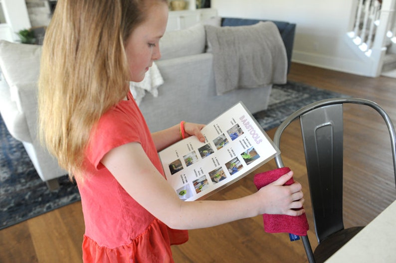 Barstool Step-by-step Visual Aid - Cleaning Chore Guides- Cheat Sheet ...