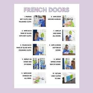 French Door Step-by-step Visual Aid - Cleaning Chore Guides- Cheat ...
