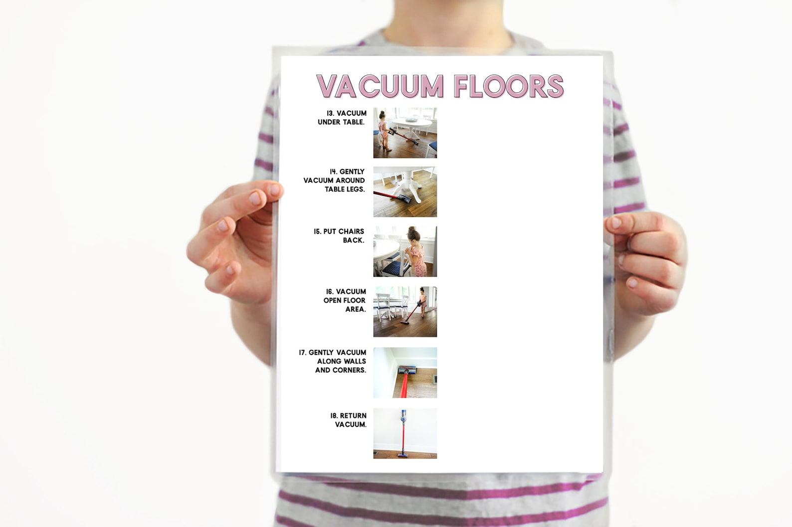 Vacuum Wood Floors Step-by-step Visual Aid - Cleaning Chore Guides ...