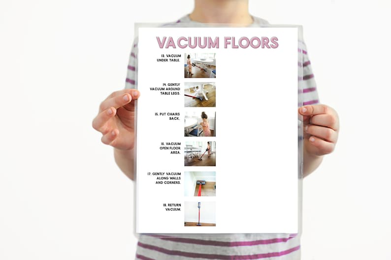 Vacuum Wood Floors Step-by-step Visual Aid - Cleaning Chore Guides ...