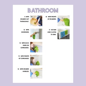 Bathroom Step-by-step Visual Aid - Cleaning Chore Guides- Cheat Sheet ...
