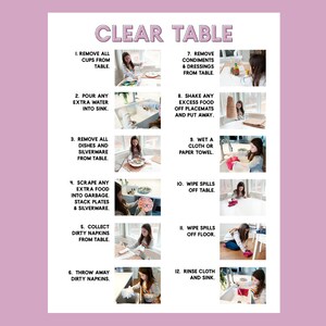 Clear the Table Visual Aid Step by Step Daily Chore Guide- Chore Chart ...