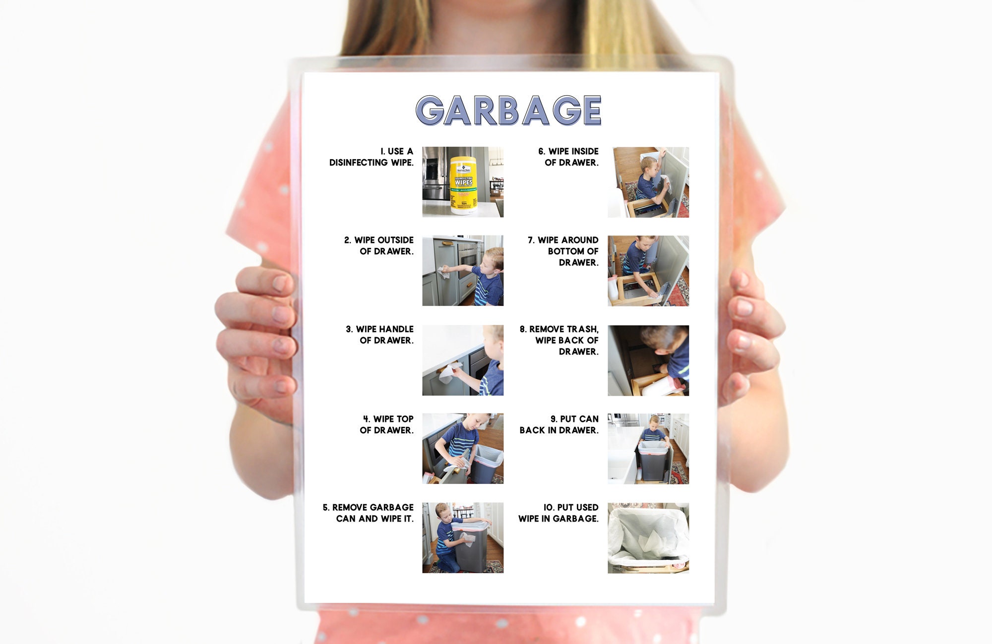Garbage Drawer & Garbage Can Step-by-step Visual Aid - Cleaning Chore ...
