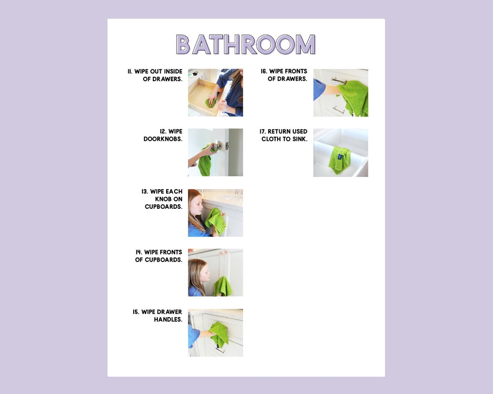 Bathroom Step-by-step Visual Aid Cleaning Chore Guides - Etsy