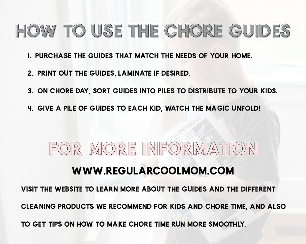 Wood Stairs Step-by-step Visual Aid - Cleaning Chore Guides- Cheat ...