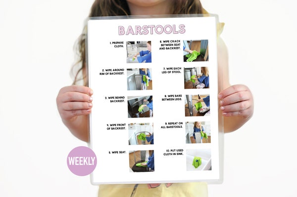 Bathroom Step-by-step Visual Aid Cleaning Chore Guides Cheat Sheet ...