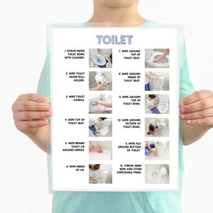 Toilet Step-by-step Cleaning Chore Guides - Etsy
