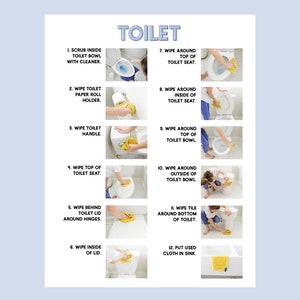 Toilet Step-by-step Cleaning Chore Guides - Etsy