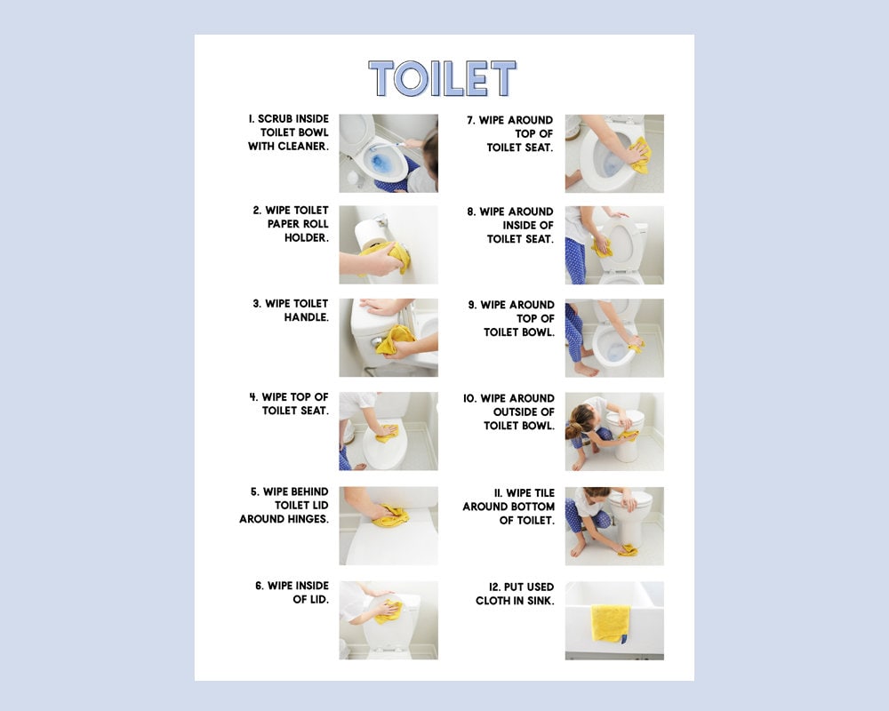 Toilet Step-by-step Cleaning Chore Guides - Etsy