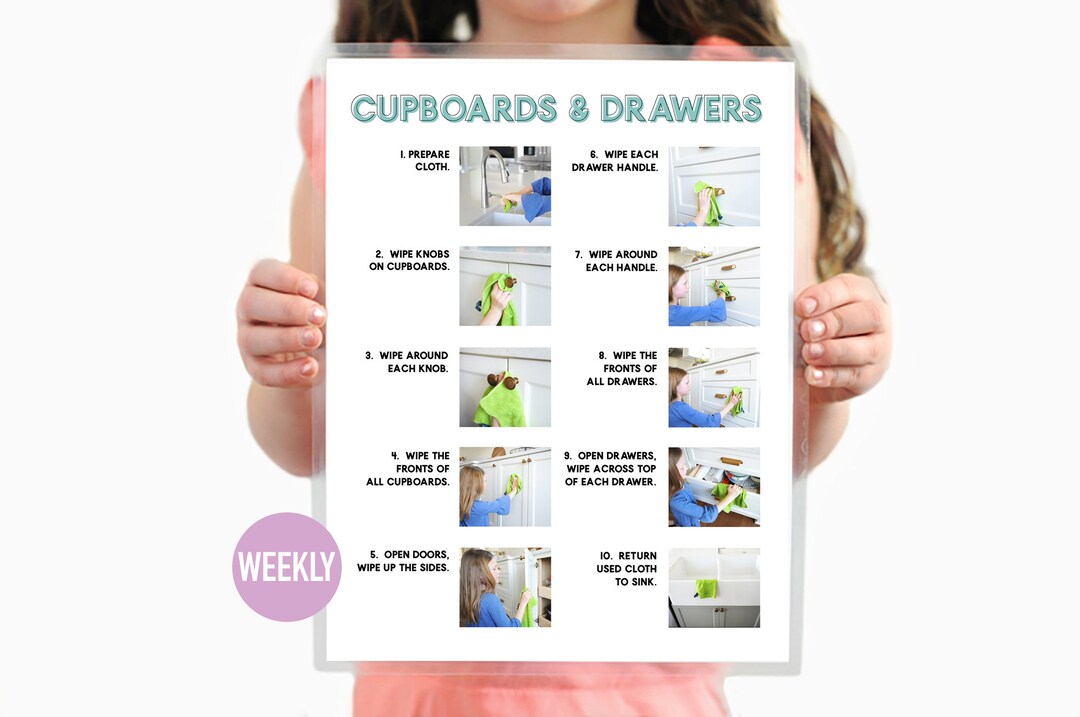 Cupboard and Drawers Step-by-step Visual Aid - Cleaning Chore Guides ...