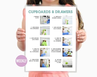 Bathroom Step-by-step Visual Aid Cleaning Chore Guides | Etsy Australia