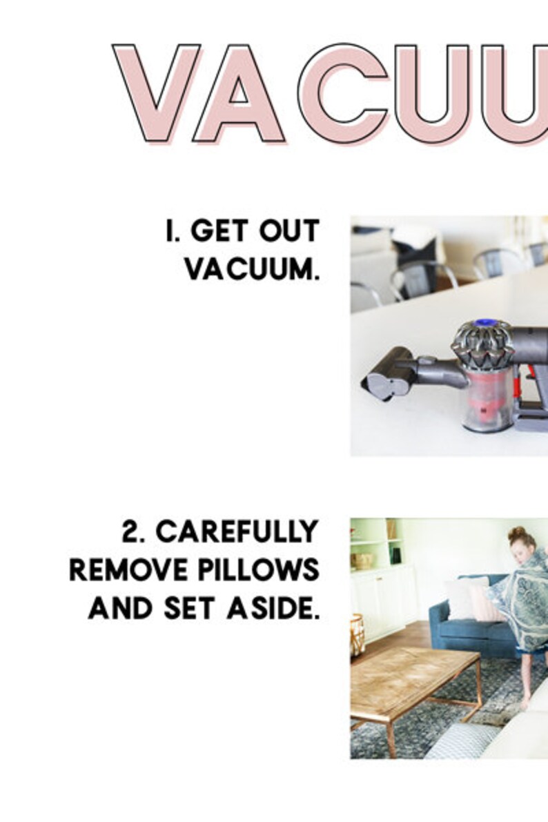 Vacuum Couch Step-by-step Visual Aid - Cleaning Chore Guides- Cheat ...