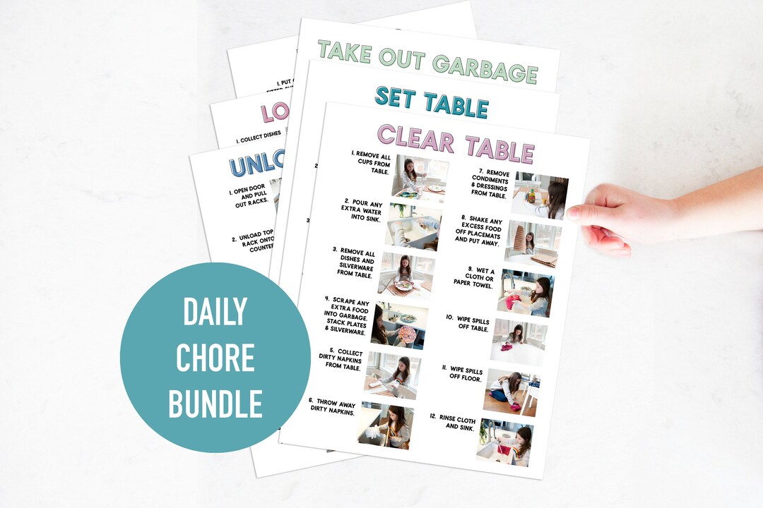 All Daily Chores Bundle: Step by Step Visual Aid Job Charts for Kids ...