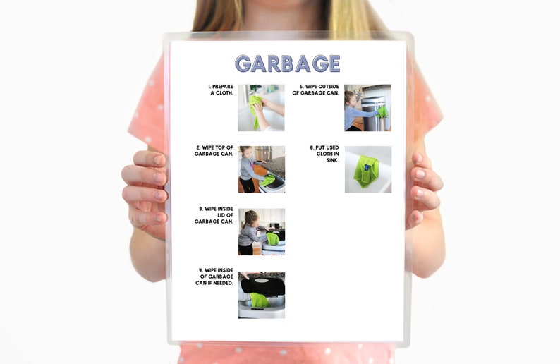 Garbage Drawer & Garbage Can Step-by-step Visual Aid - Cleaning Chore ...
