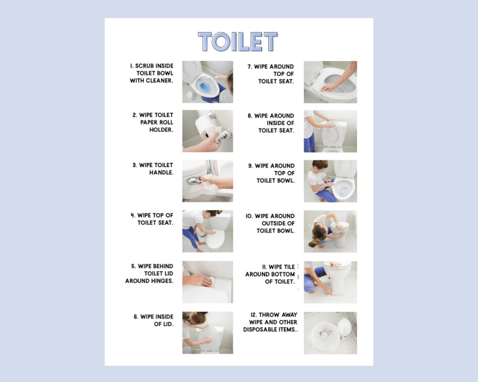 Toilet Step-by-step Cleaning Chore Guides - Etsy