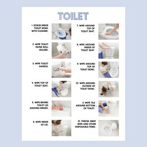 Toilet Step-by-step Cleaning Chore Guides - Etsy