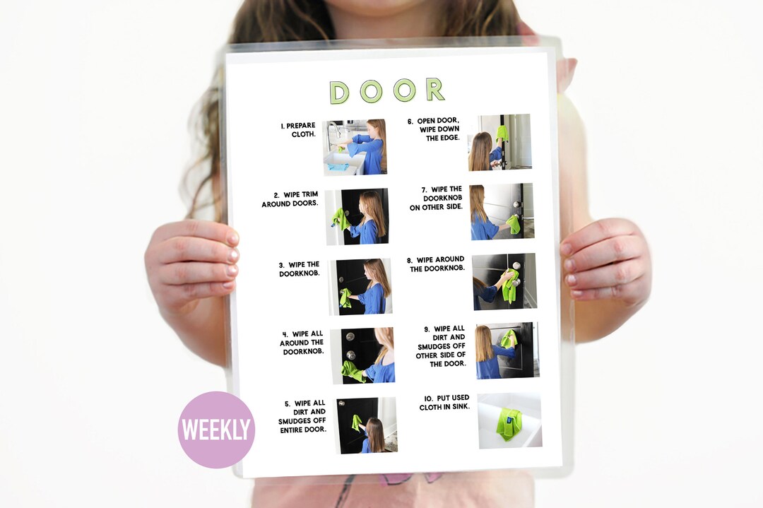 Exterior Door Step-by-step Visual Aid - Cleaning Chore Guides- Cheat ...