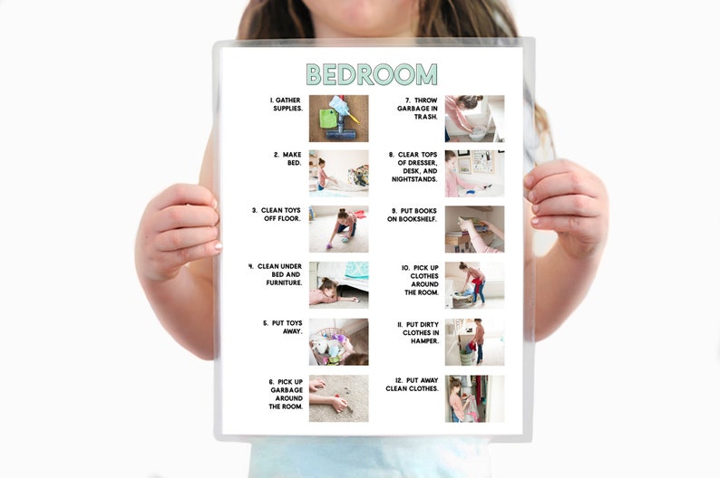 Bedroom Step-By-Step Visual Aid Cleaning Chore Guides | Etsy