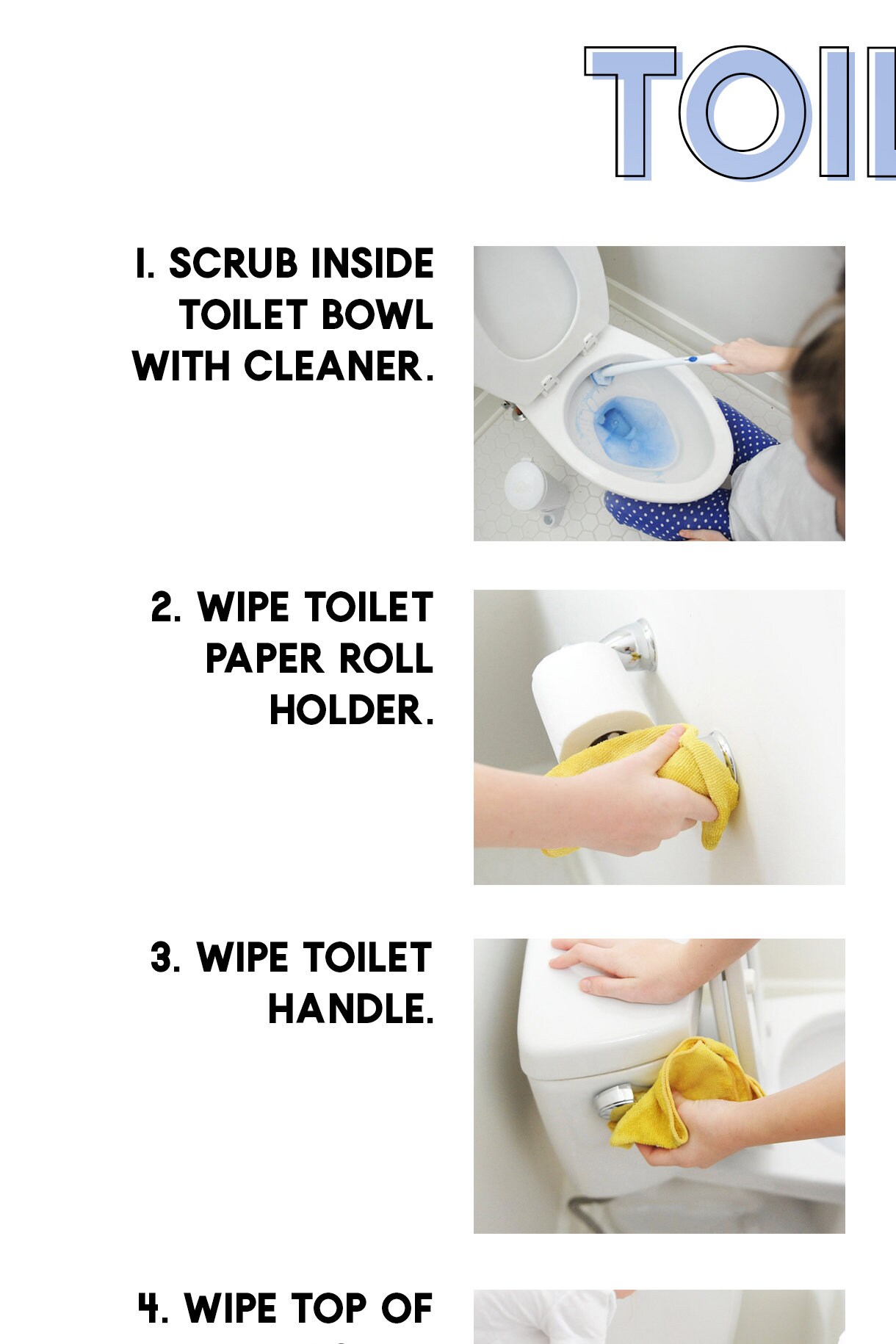 Toilet Step-by-step Cleaning Chore Guides - Etsy