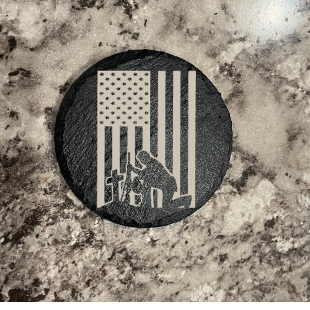 Fallen Soldier American Flag Engraved Slate Coasters - Etsy