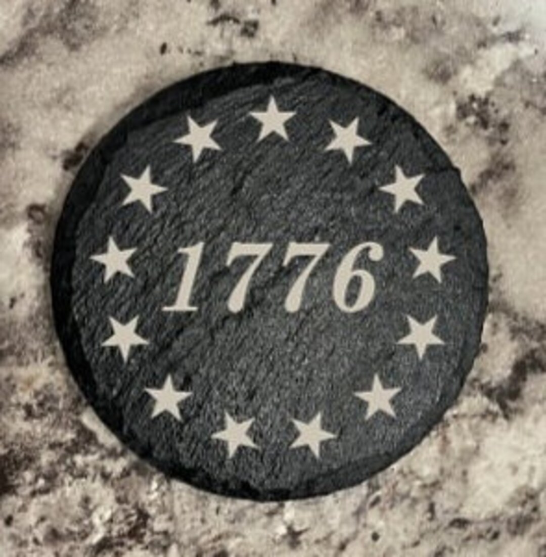 Round 1776 Engraved Slate Coasters 4in - Etsy