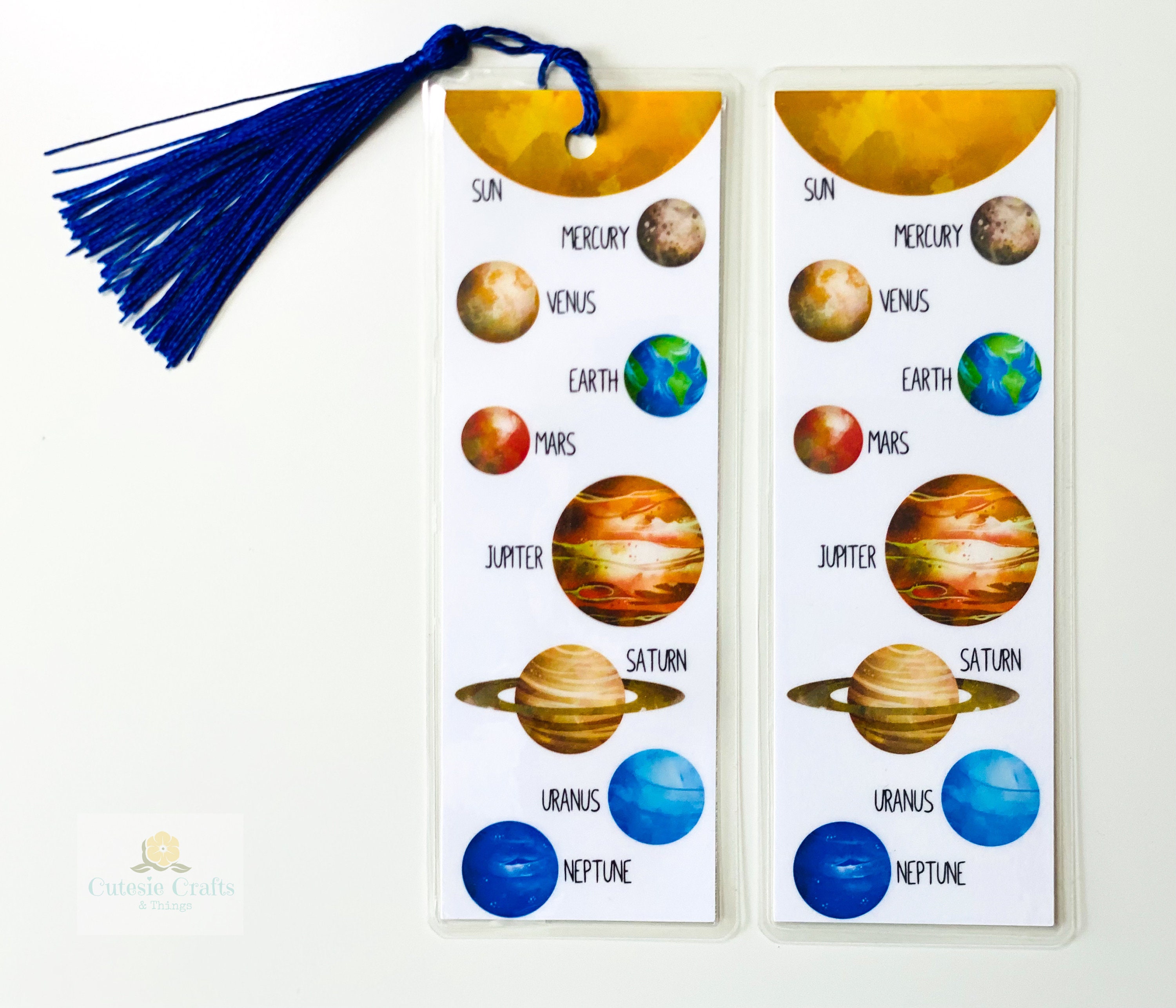 Planet Bookmark Solar System Space Laminated Personalized - Etsy