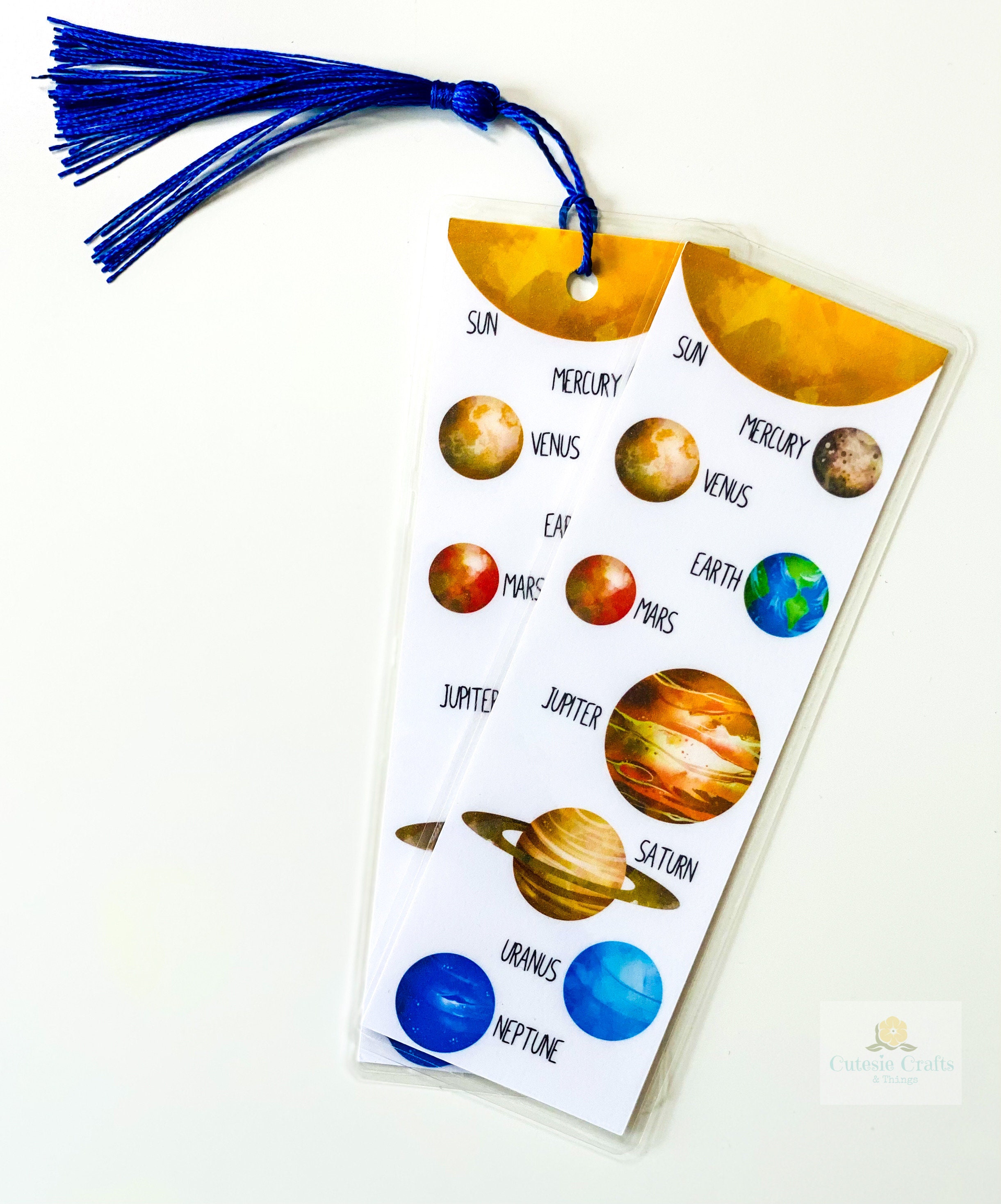 Planet Bookmark Solar System Space Laminated Personalized - Etsy