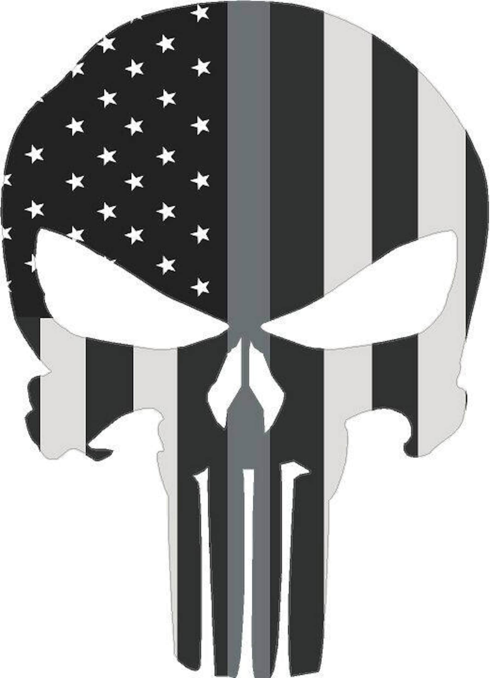 5" Skull Punisher BW Thin SILVER Line Shape Sticker Decal - Corrections ...