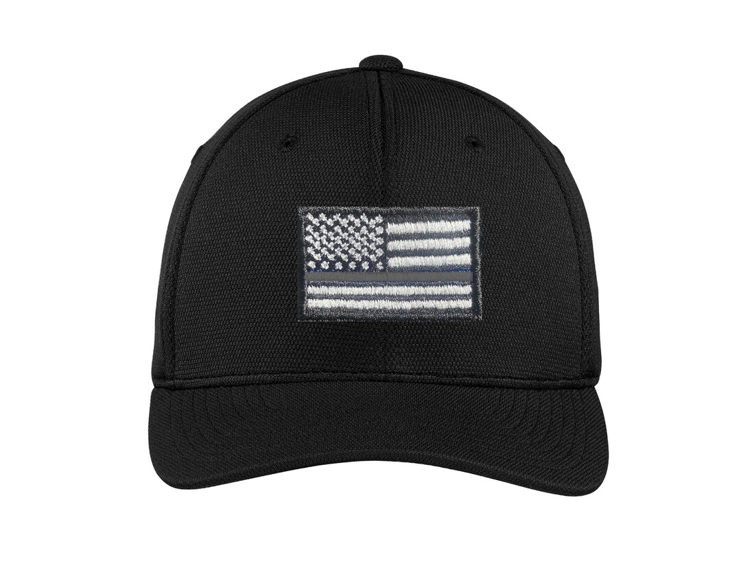 Embroidered Thin Silver Line American Flag Corrections Officer Flex Fit ...
