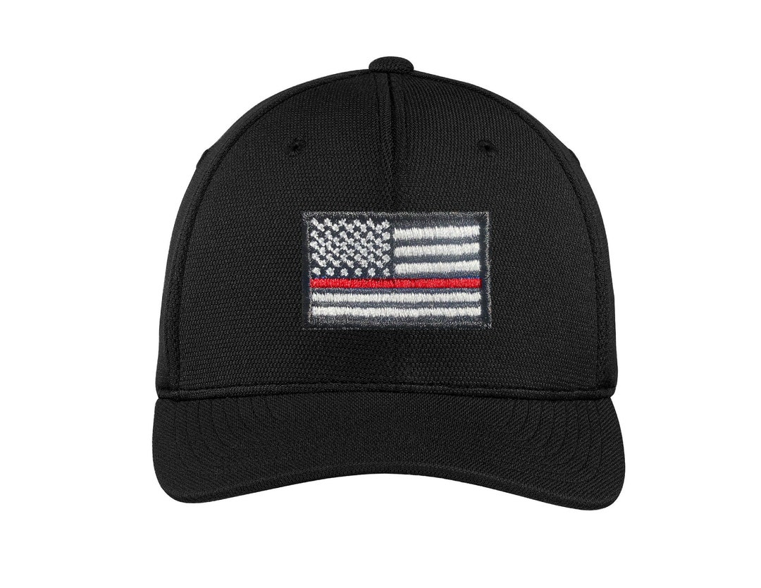 Embroidered Thin Red Line American Flag Firefighter Flex Fit Baseball ...
