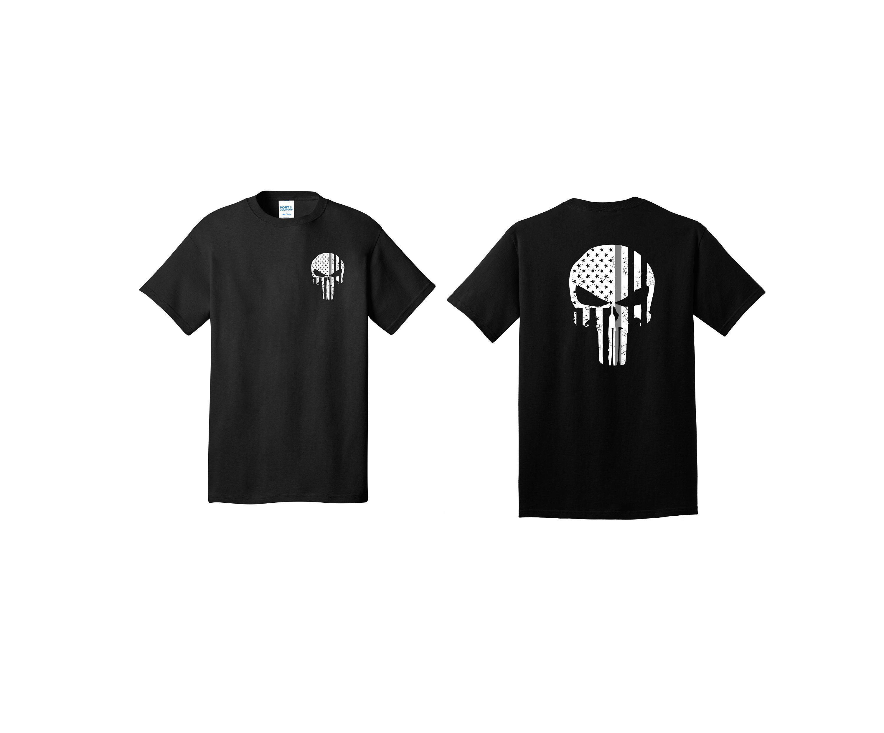Thin Silver Line Skull Tattered American Flag Corrections Officer Short ...