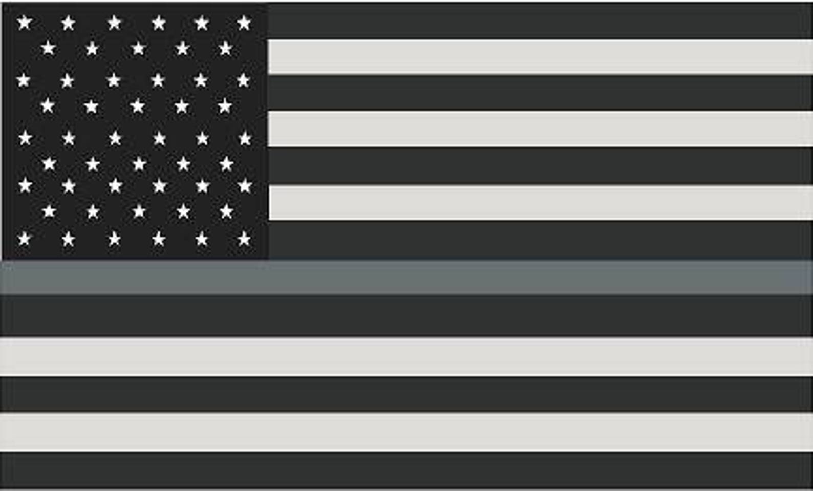 5 American BW Flag Thin Silver Line SUBDUED Shape Sticker Calcomanía ...