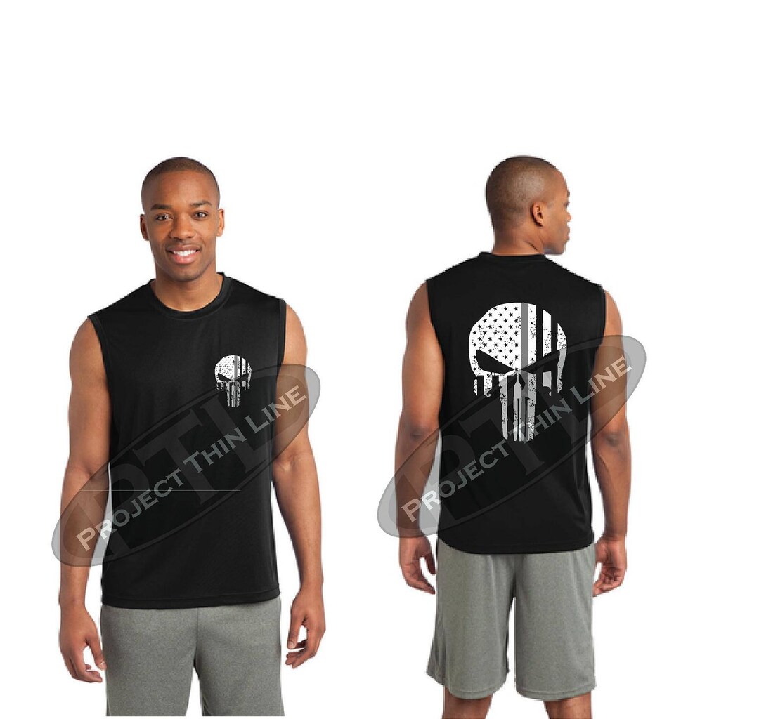 Tattered Thin Silver Line Punisher Skull Corrections Officer ...