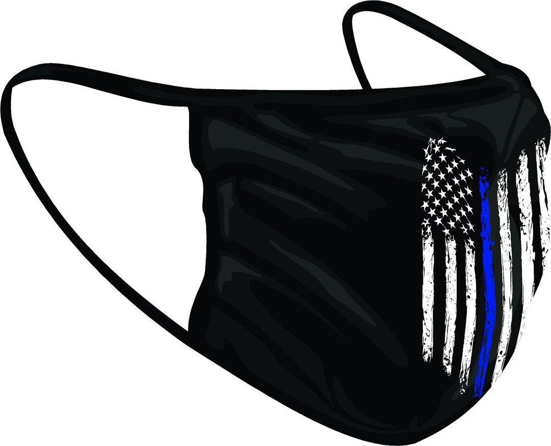 Tattered Thin BLUE Line FLAG Law Enforcement Face Guard Mask - Etsy