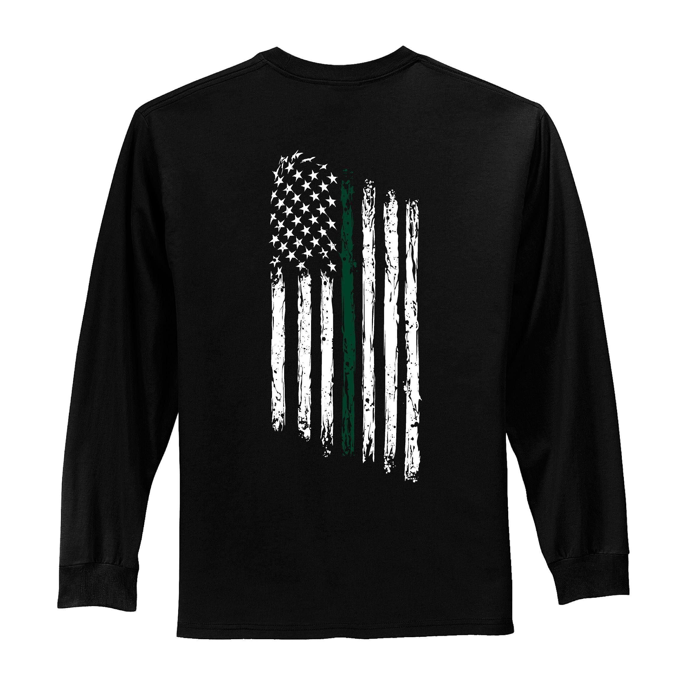 Tattered American Flag Thin Green Line Long Sleeve T Shirt - Etsy