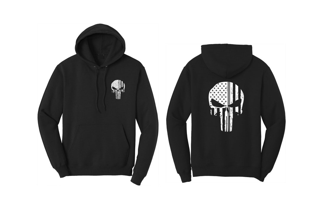 Tattered American Thin SILVER Line Skull Punisher Corrections Officer ...