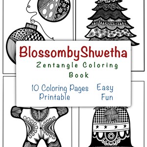 Printable Christmas Zentangle Coloring Book - Etsy
