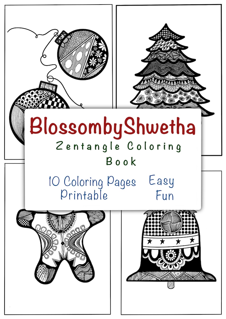 Printable Christmas Zentangle Coloring Book - Etsy