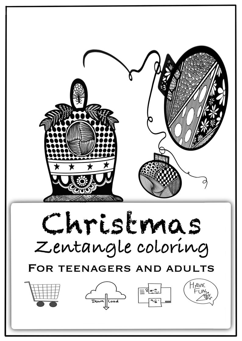 Printable Christmas Zentangle Coloring Book - Etsy