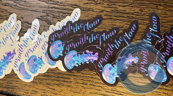 Go With the Flow JELLYFISH Vinyl Sticker // Laptop Water - Etsy