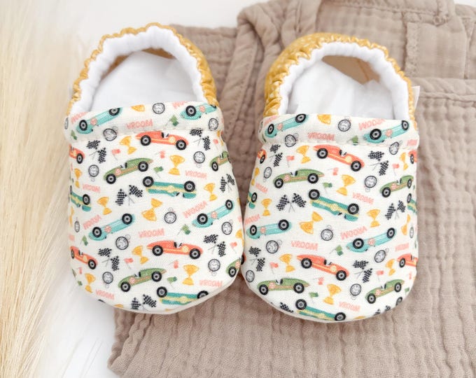 Handmade Race Car Baby Booties: Soft Sole Moccasins - Etsy